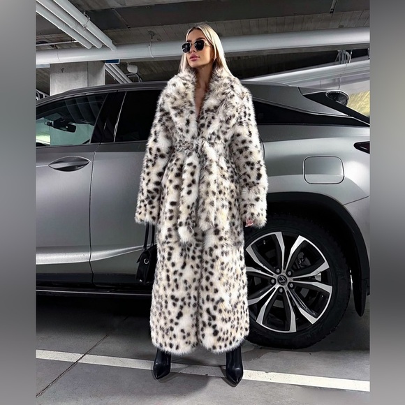 Jackets & Coats | Luxury Faux Fur Coat Maxi Leopard Print Fashionable ...